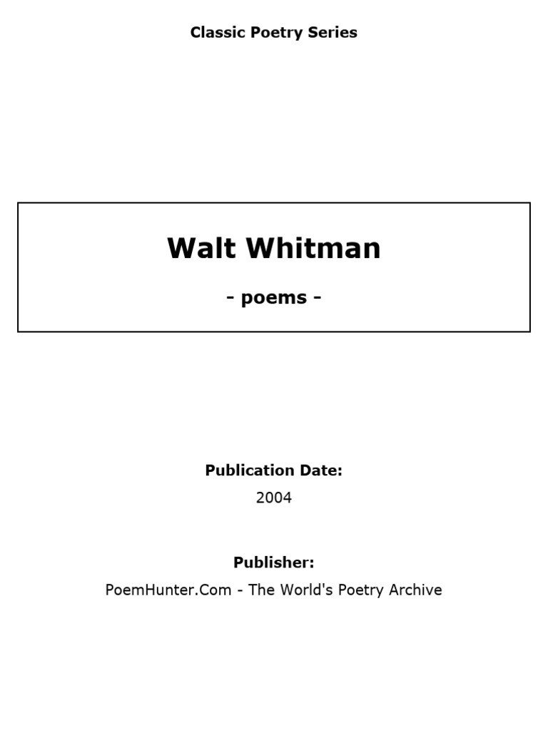 Walt Whitman's Poems | PDF | Travel
