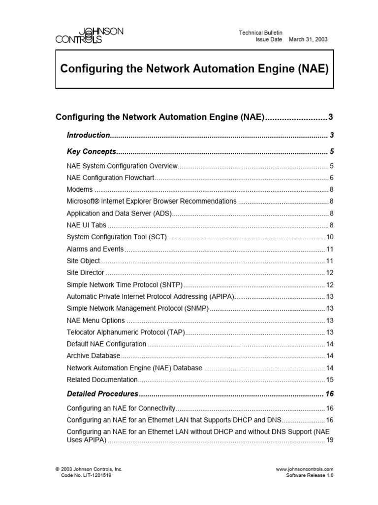 Configuring the Network Automation Engine (NAE) - 1201519 | Download Free PDF | Ip Address ...