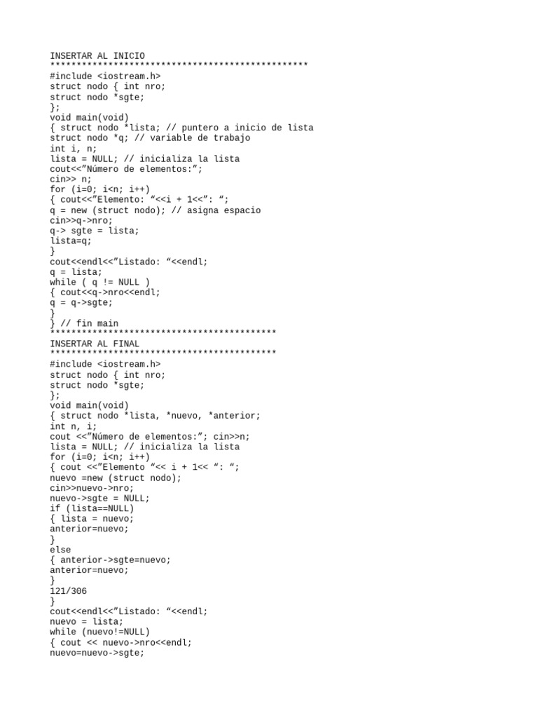 Listas Procedimientos | PDF | Programación de computadoras | Algoritmos y Estructuras de Datos