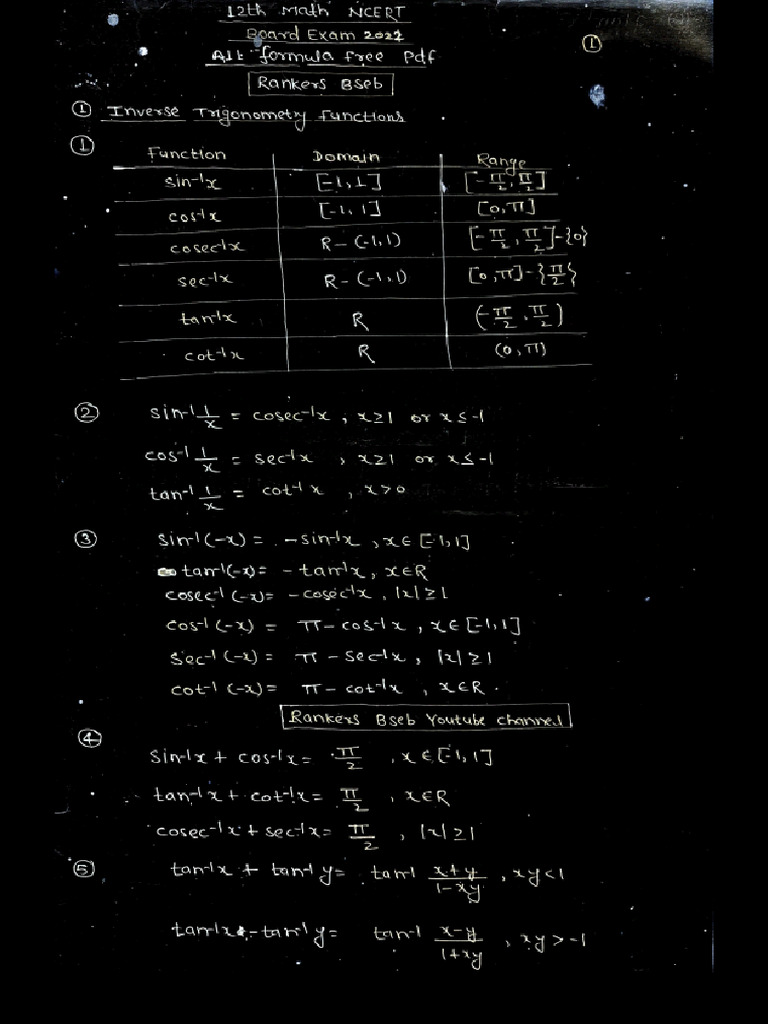 Bseb Imp Maths Formula | PDF