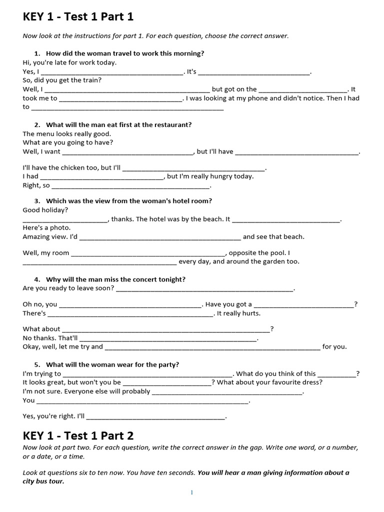 KEY 1 - Test 1 Part 1,2,3 | PDF | Bus