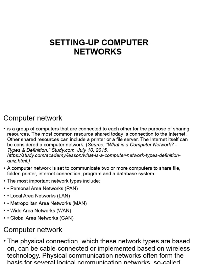 SETTING-UP COMPUTER NETWORKS1 | Download Free PDF | Computer Network | Local Area Network