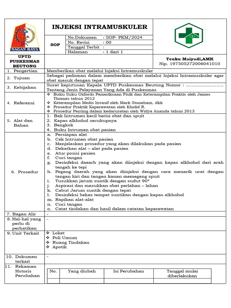 Sop Injeksi Intramuskuler | PDF