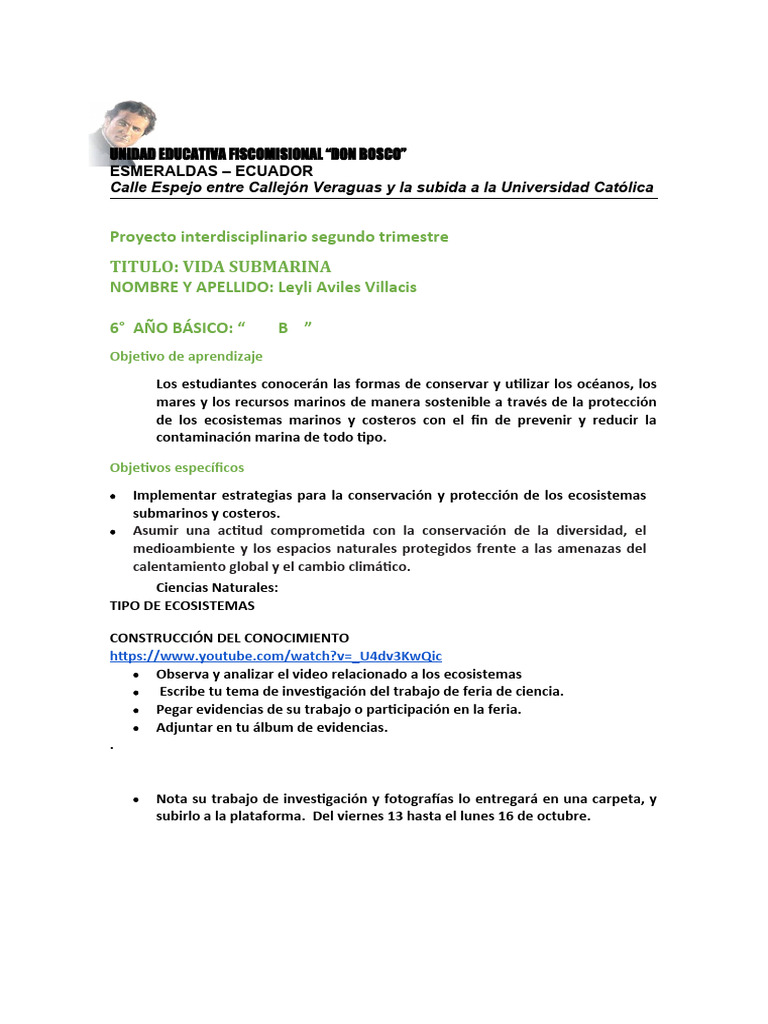Proyecto 2do Trimestre 6to Año Ciencias Naturales | PDF | Ecosistema | Entorno natural