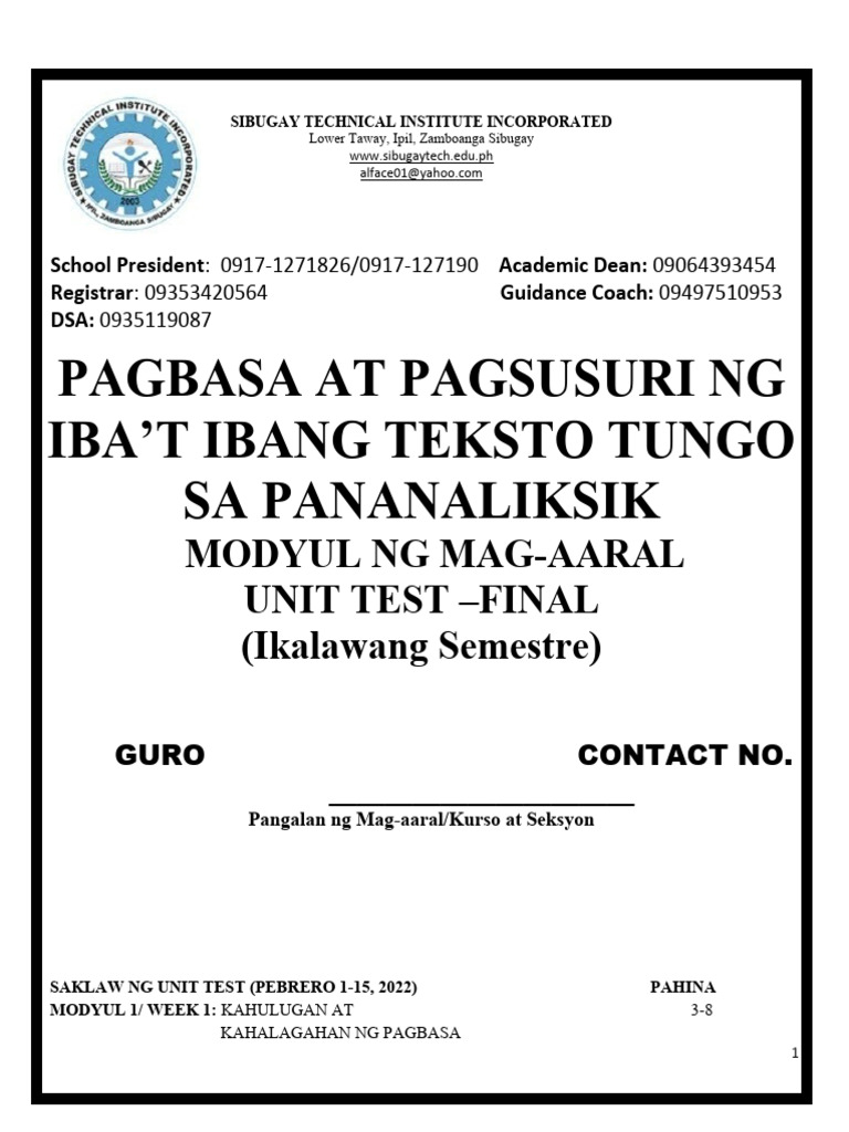 Pagbasa at Pagsusuri Module | PDF
