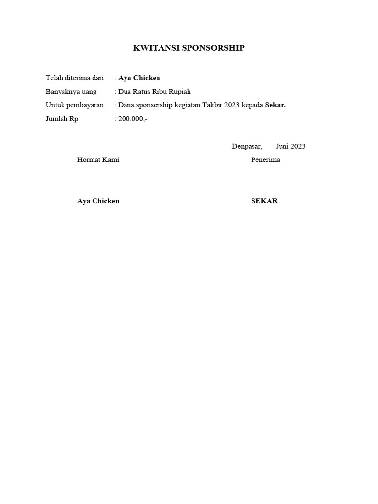 Surat Tanda Terima Proposal | PDF