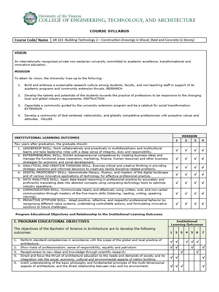 Building Technology 2 Syllabus Overview | PDF | Communication