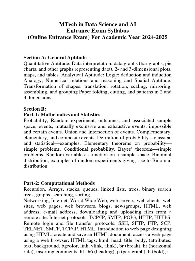 MTech Data Science & AI Exam Guide | PDF | World Wide Web | Internet & Web
