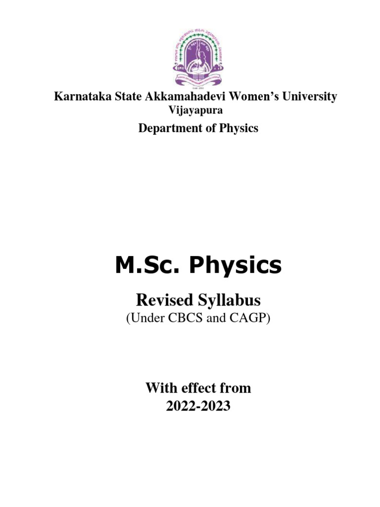Physics CBCS Syllabus 2022 23 Onwards | PDF | Schrödinger Equation | Lagrangian Mechanics