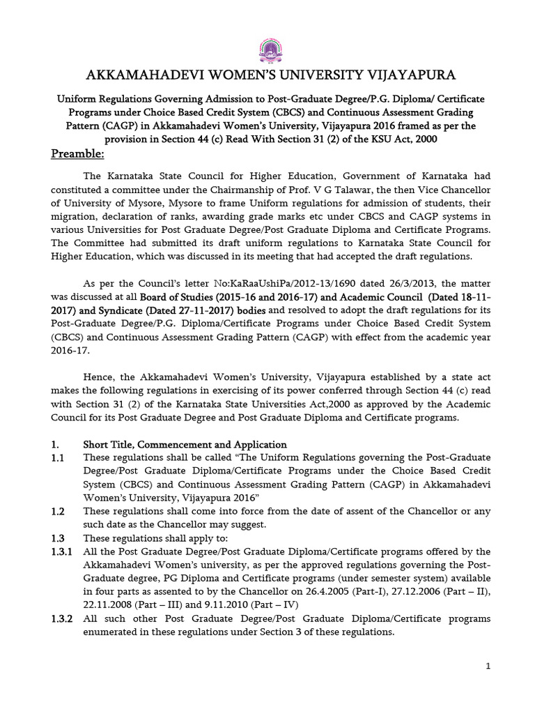 Uniform Regulations of PG | PDF | Academic Degree | Postgraduate Education