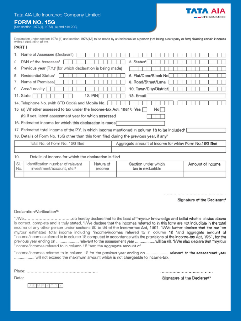 Form No. 15G | PDF | Income Tax | Government Finances
