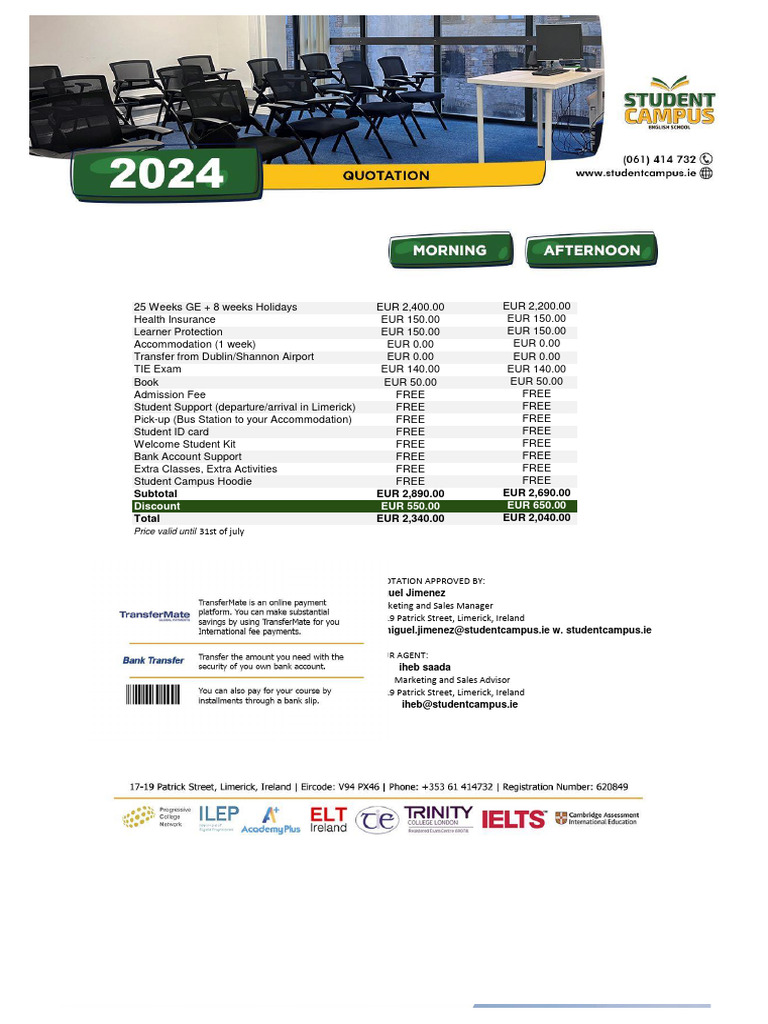 Quotation International July Visa Req | PDF