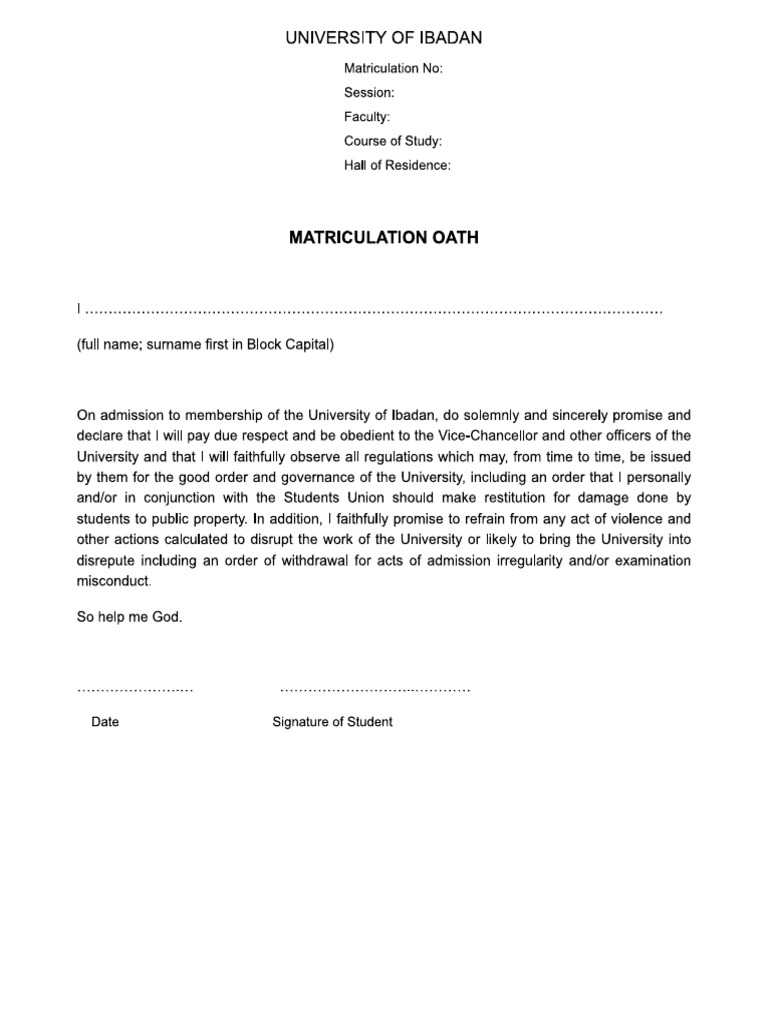 Matriculation Oath | PDF