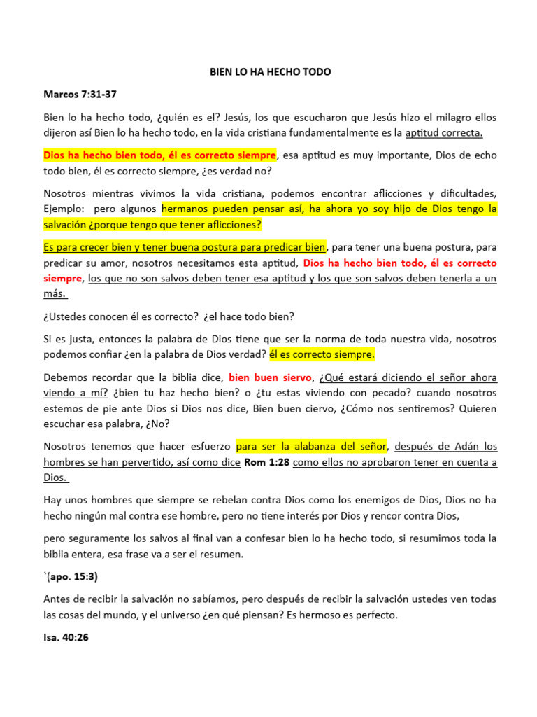 Bien Lo Ha Hecho Todo | PDF | Libro de trabajo | Dios