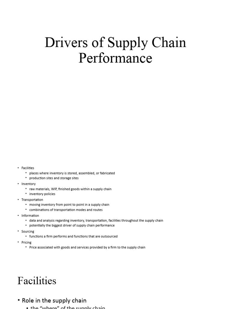 Key Drivers of Supply Chain Performance | PDF | Supply Chain | Pricing
