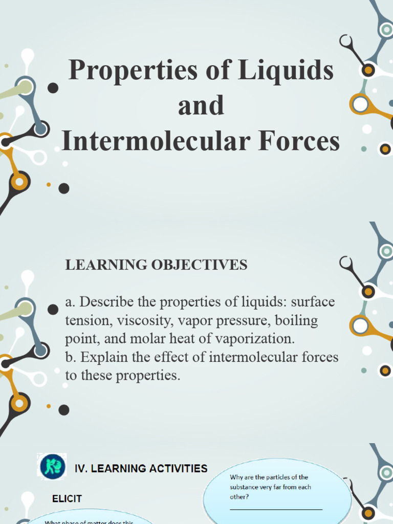 Intermolecular Forces and Liquid Properties | PDF | Liquids | Pressure