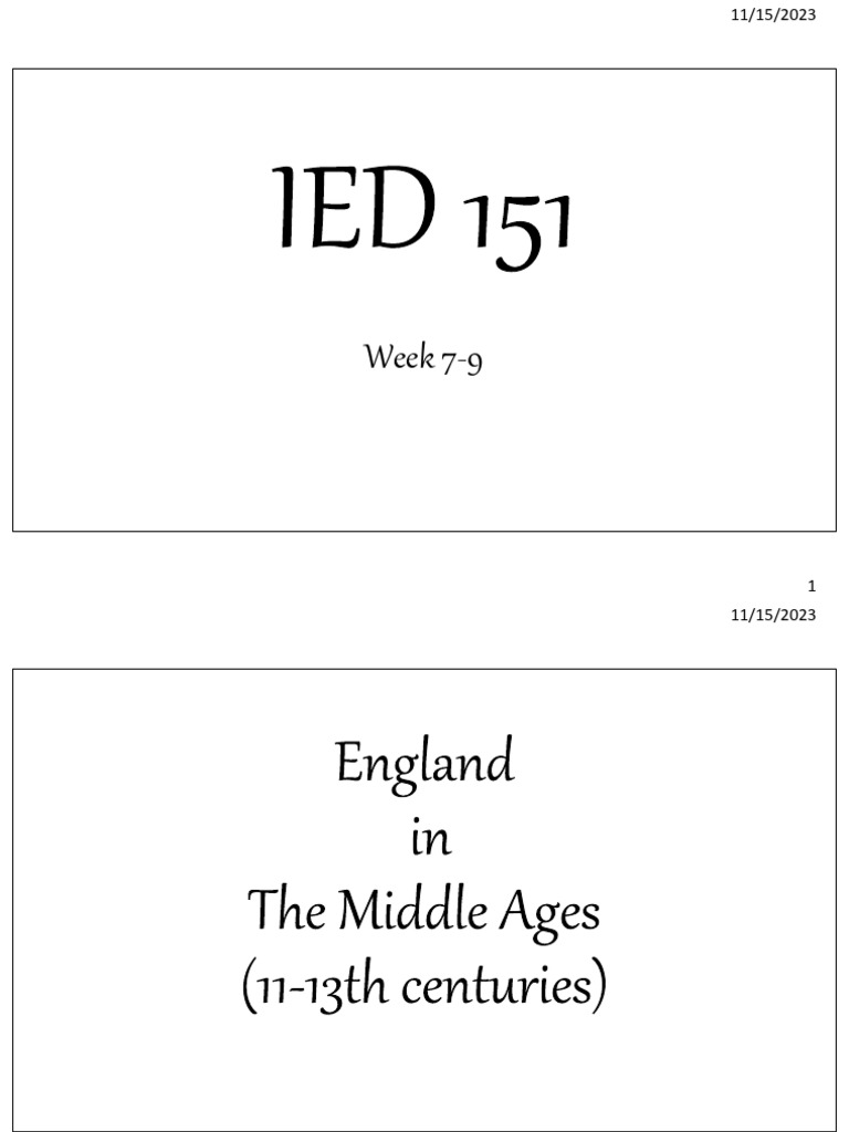 IED 151 Week 7-9 - Compressed | PDF | Crusades | Richard I Of England