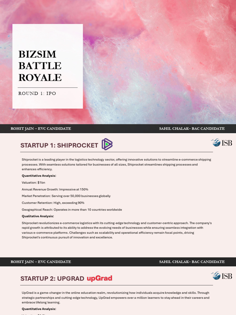 Round_1_Startup_Information | PDF | Startup Company | Small Business & Entrepreneurs