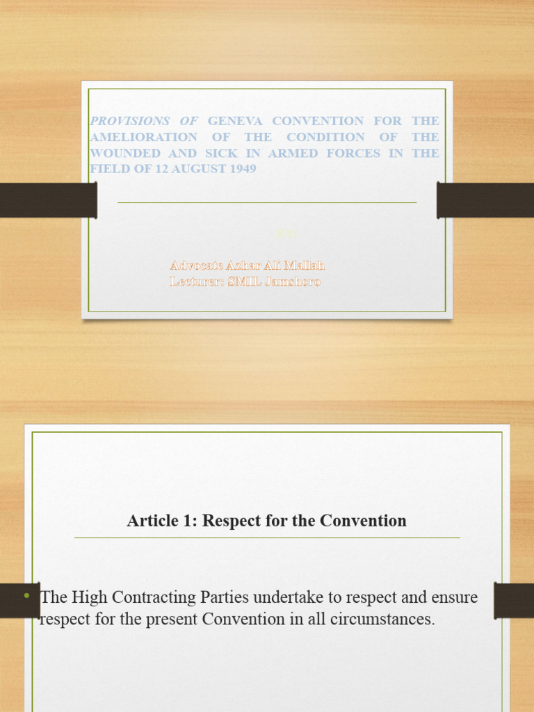 Geneva Convention 1 Provisions | PDF | International Committee Of The ...
