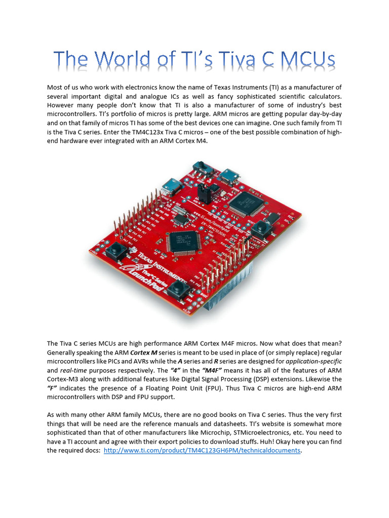The World of Tiva C MCUs | PDF | Microcontroller | Arduino