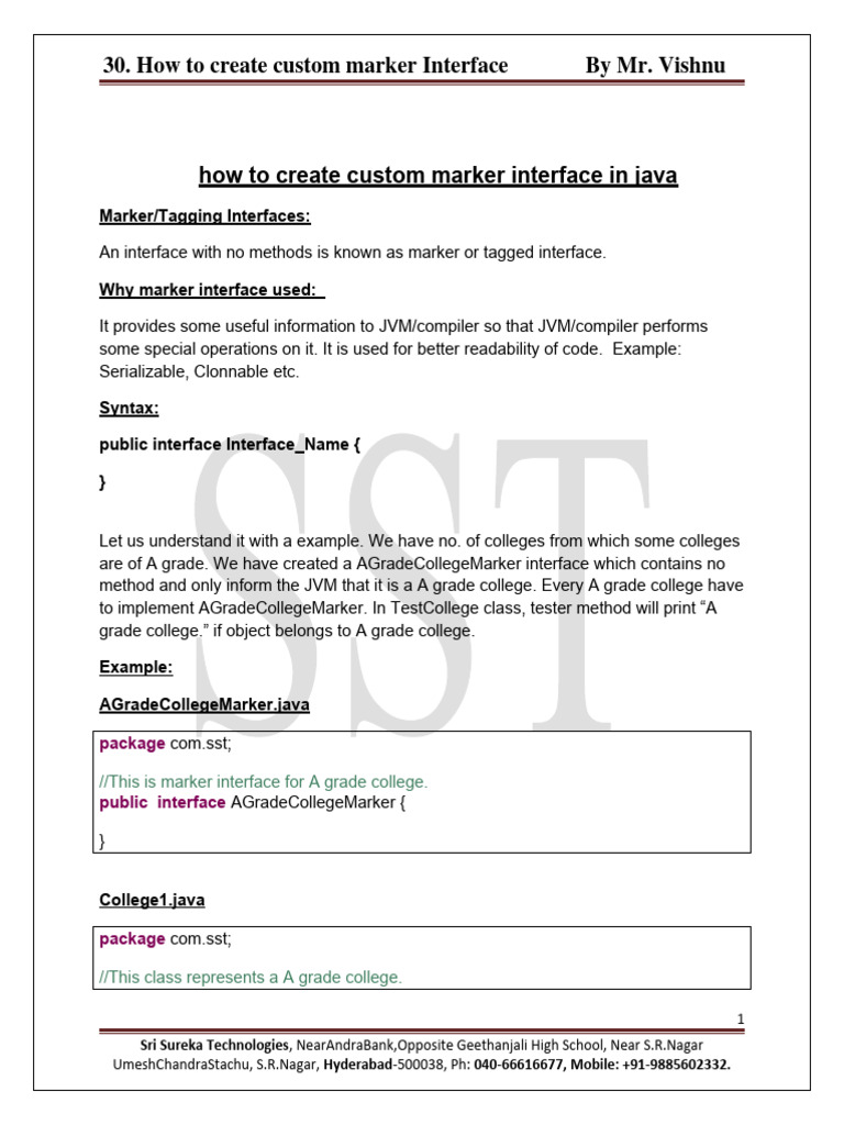 30.how To Create Custom Marker Interface in Java | PDF | Class (Computer Programming) | Java ...
