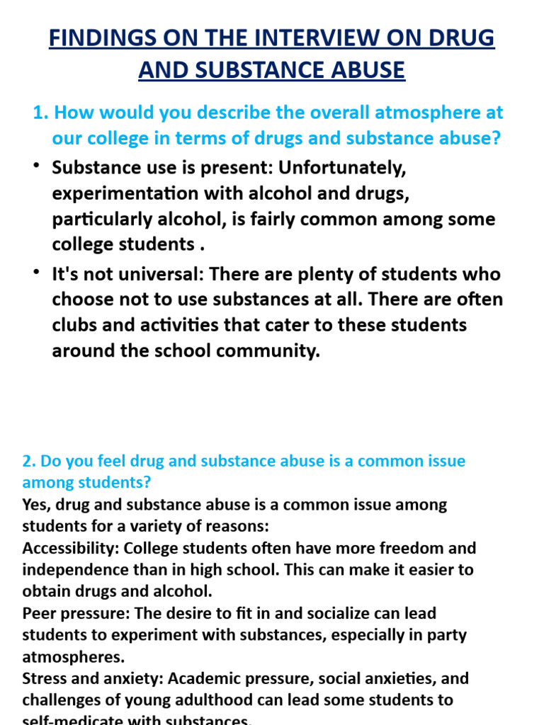 Findings On The Interview On Drug and Substance | PDF | Substance Abuse ...