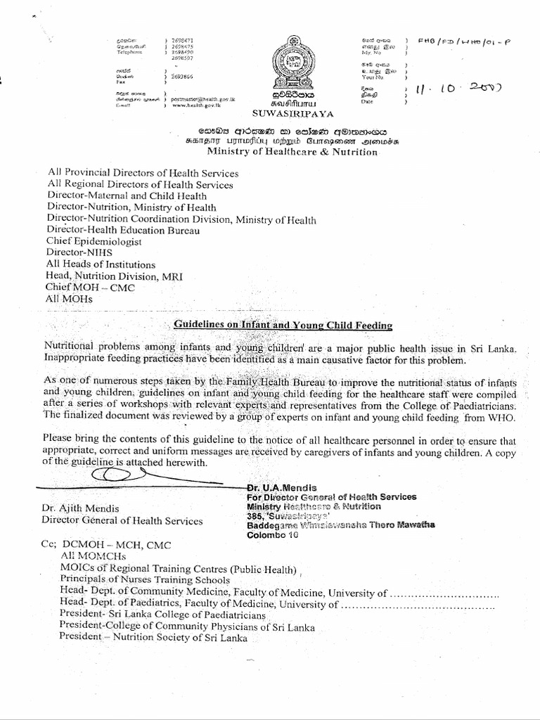 Guidelines On Infant and Young Child Feeding | PDF