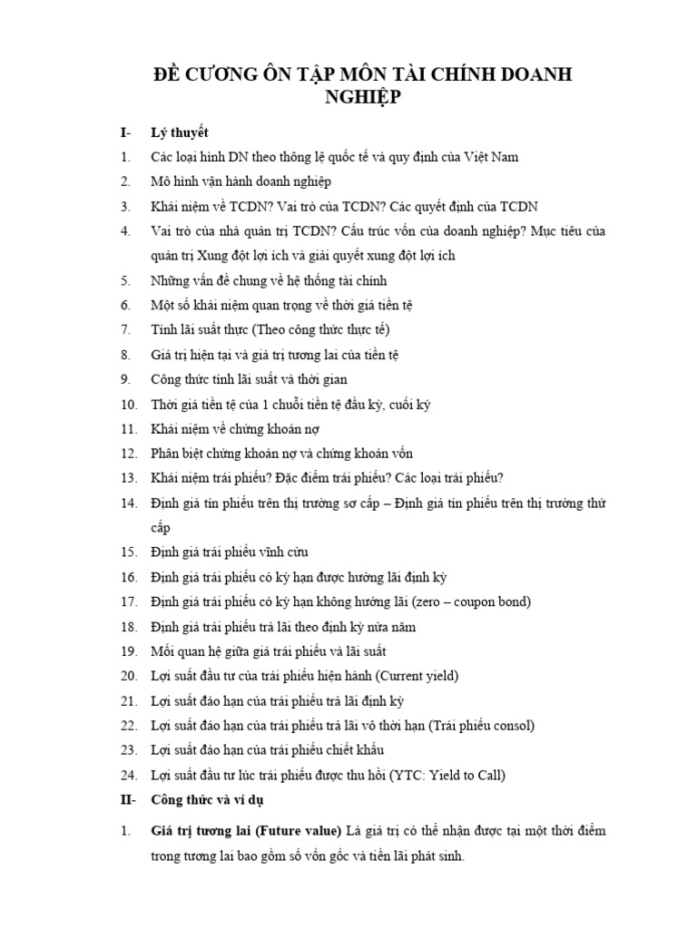 De Cuong On Tap TCDN Giua Ky | PDF