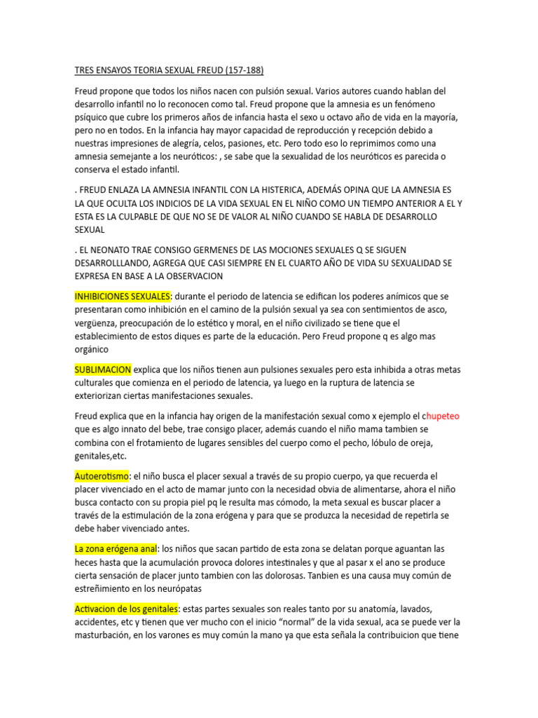 Tres Ensayos Teoria Sexual Freud | PDF | Neurosis | Masturbación