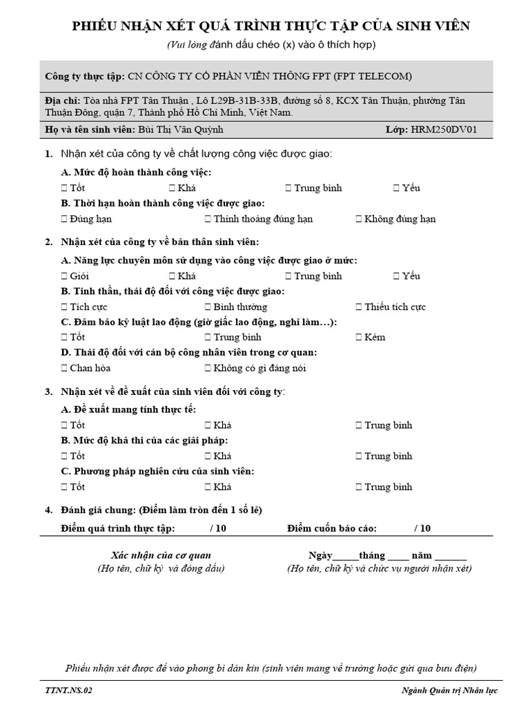1 - Phiếu DN nxét | PDF