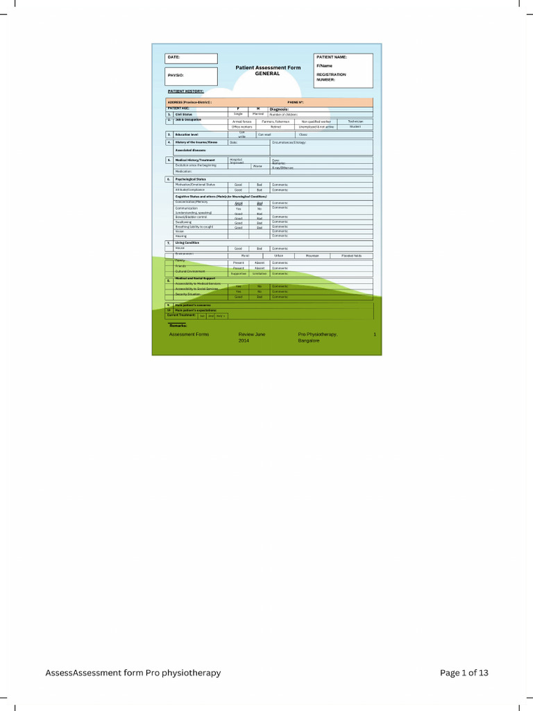 AssessAssessment Form Pro Physiotherapy | PDF