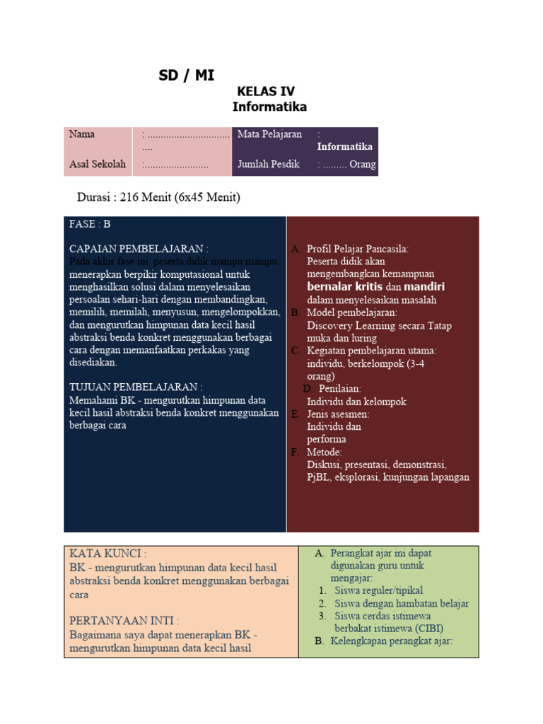 Informatika Kls 4 | PDF