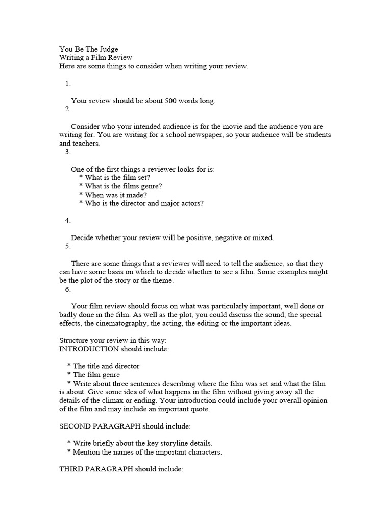 Writing A Film Review Pdf