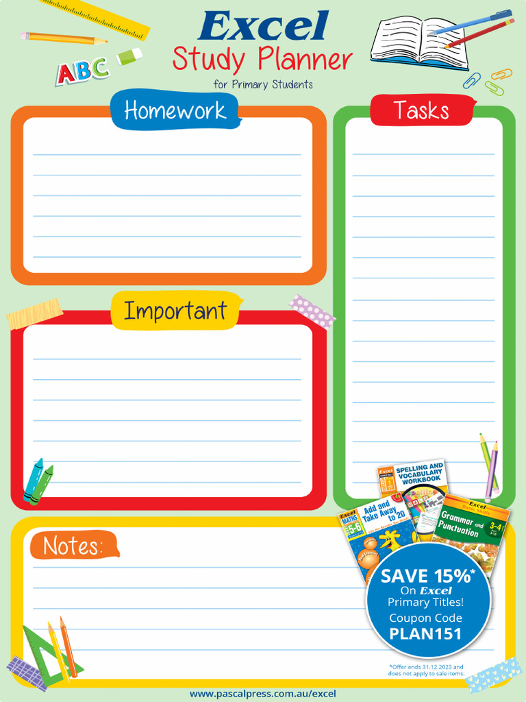 Excel Primary Study Planner23 | PDF