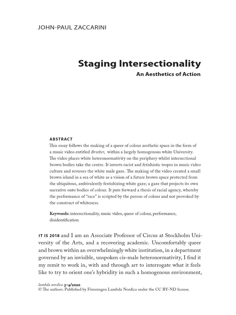 Staging Intersectionality | PDF | Feeling | Racism