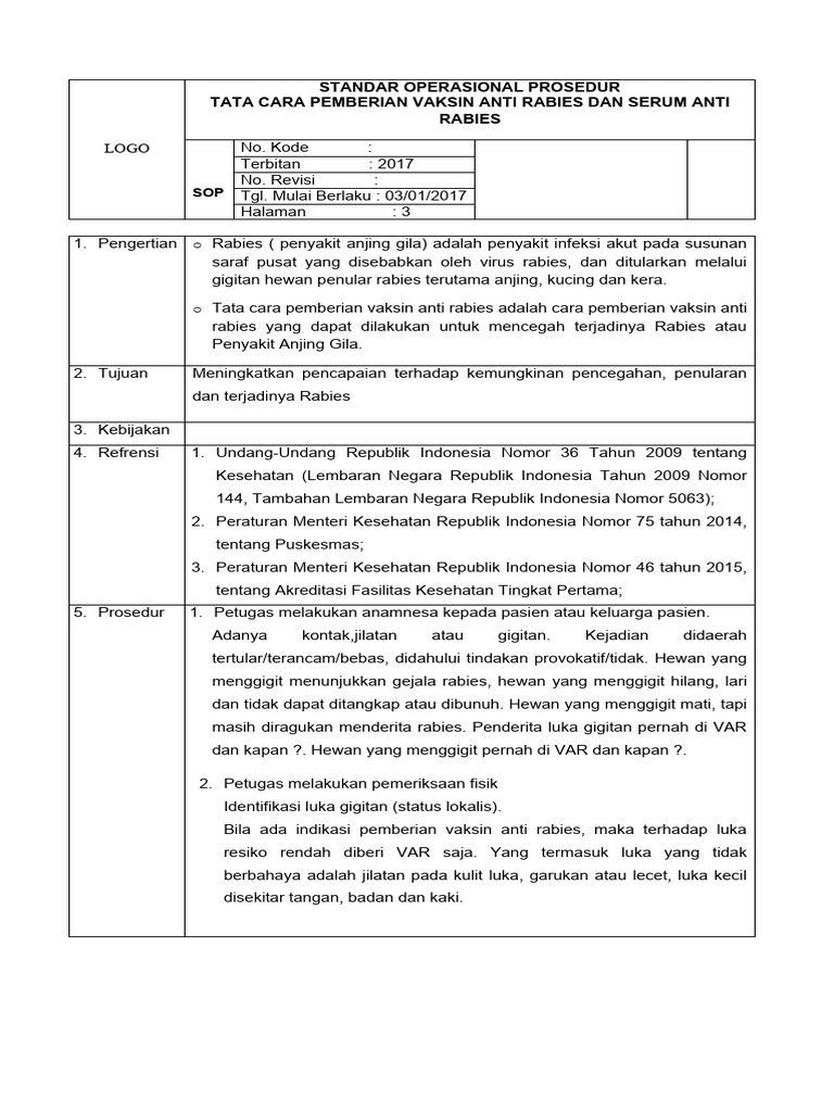 SOP Rabies | PDF | Pengembangan Diri | Kesehatan Holistik