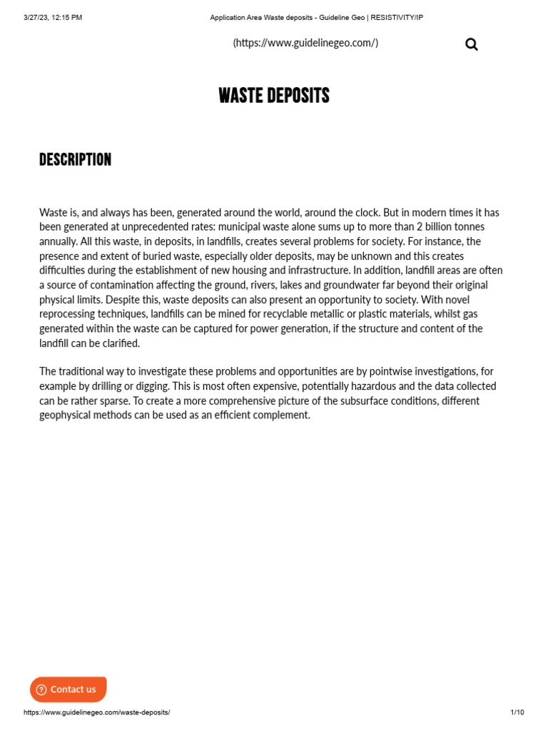 Application Area Waste Deposits - Guideline Geo - RESISTIVITY - IP ... Application Area Waste Deposits - Guideline Geo - RESISTIVITY - IP ...