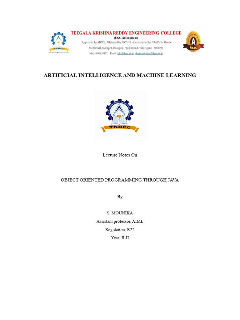 AI & ML in Object-Oriented Java | PDF