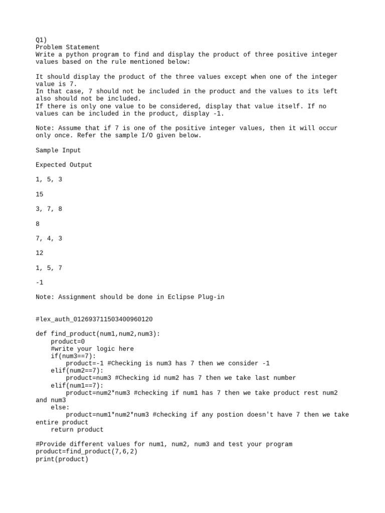 Python Infytq assessment | Download Free PDF | String (Computer Science ... Python Infytq assessment | Download Free PDF | String (Computer Science ...