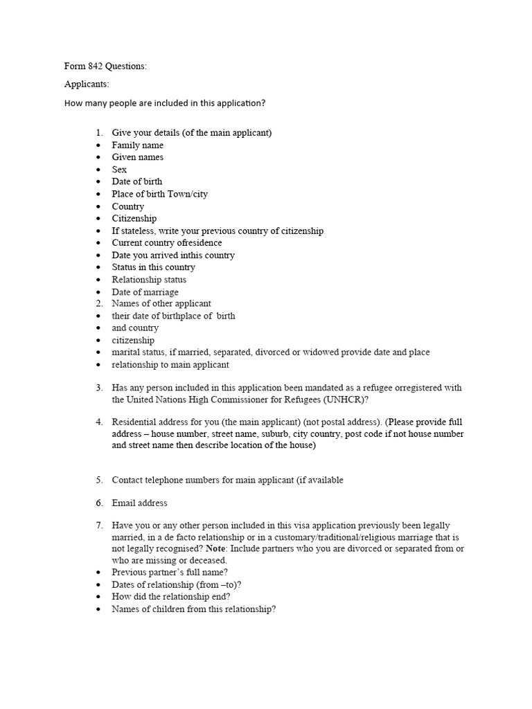 Form 842 Questions For Clients | PDF | Marriage | Family
