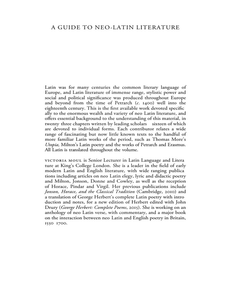 Victoria Moul - A Guide To Neo-Latin Literature-Cambridge University ...
