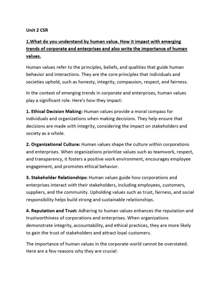 Unit 2 CSR easy | PDF | Corporate Social Responsibility | Integrity