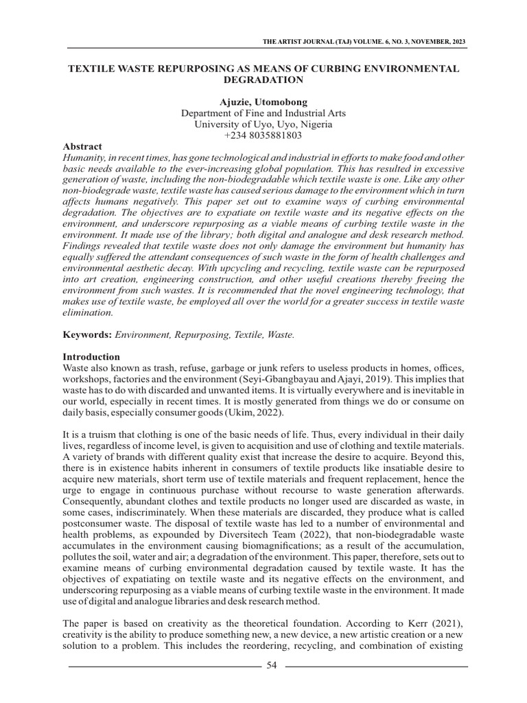 Repurposing Textile Waste for Sustainability | PDF | Waste | Textiles
