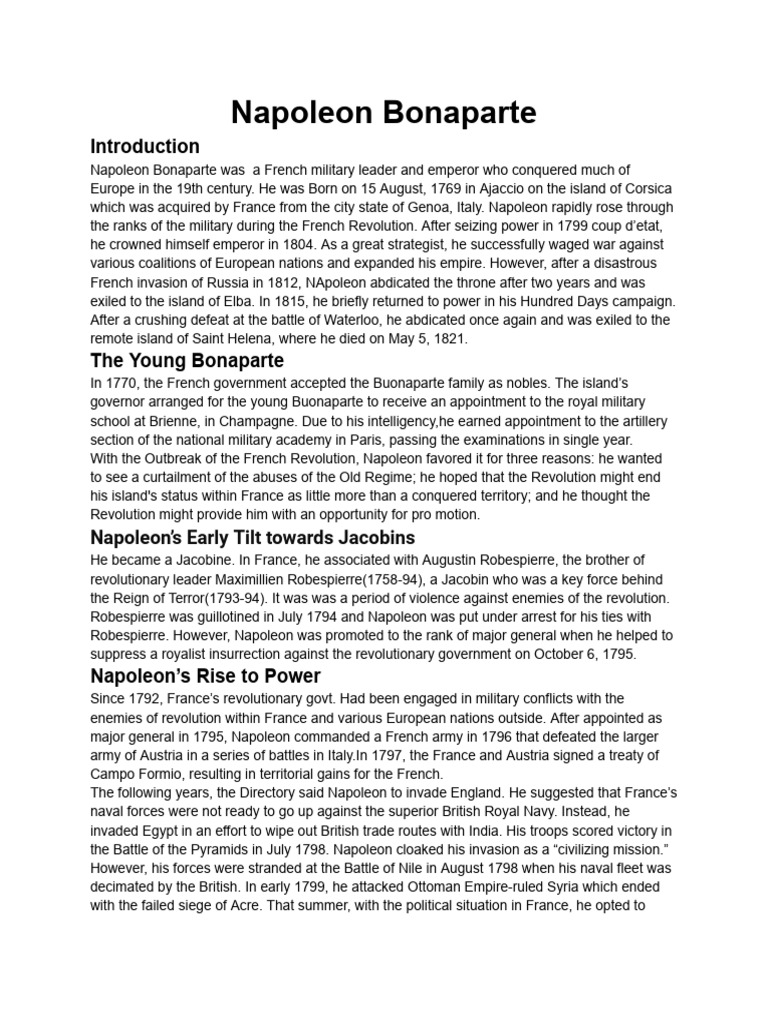 Napoleon Bonaparte | PDF | Napoleon | First French Empire