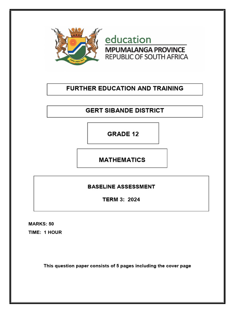 Grade 12 Term 3 Baseline Assessment Pdf Interest Probability
