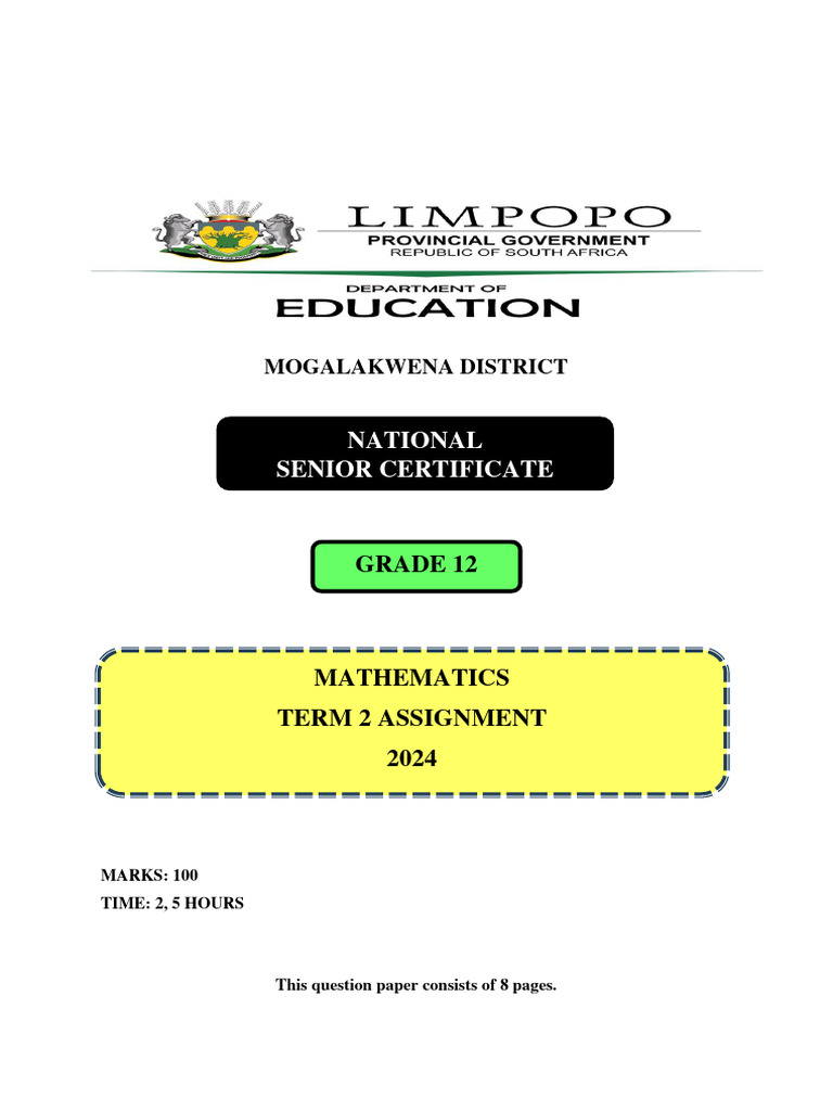 2024 Grade 12 Assignment Term 2 F | PDF | Circle | Classical Geometry