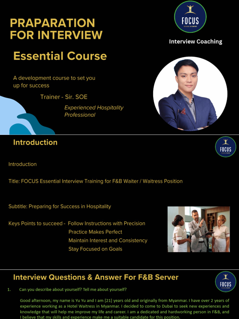 F&B Interview Q&A by Sir - Soe (1.7.24) | PDF | Waiting Staff | Point ...