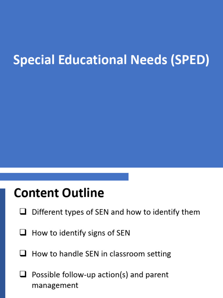 Handout Special Educational Needs (SPED) | PDF | Autism Spectrum ...