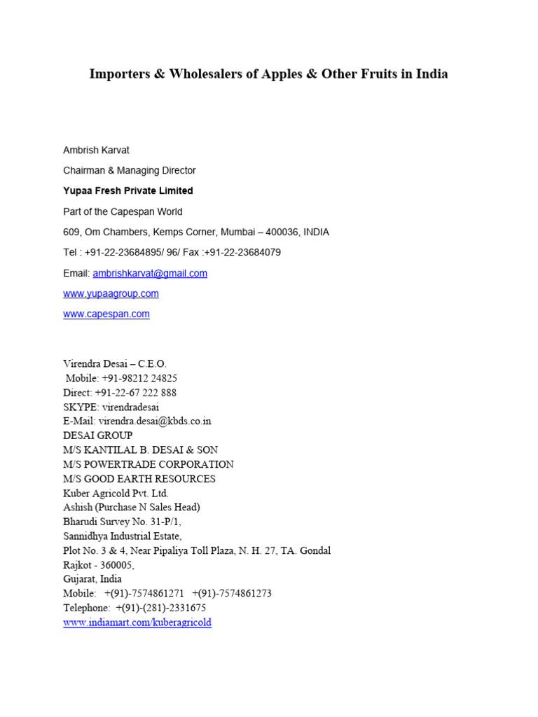 Apple Importers and Exporters in India | PDF