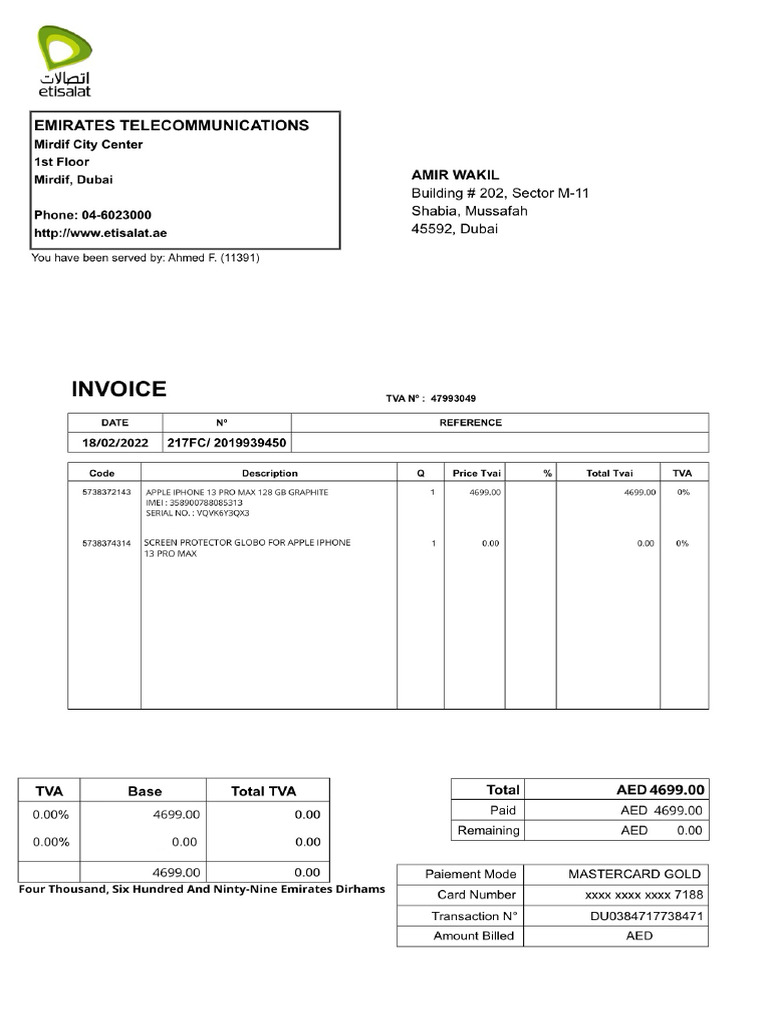 Iphone13promaxinvoice | PDF